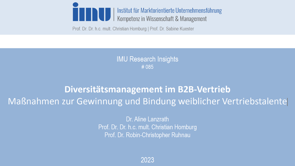 IMU Research Insight 085: Diversitätsmanagement im B2B Vertrieb ...